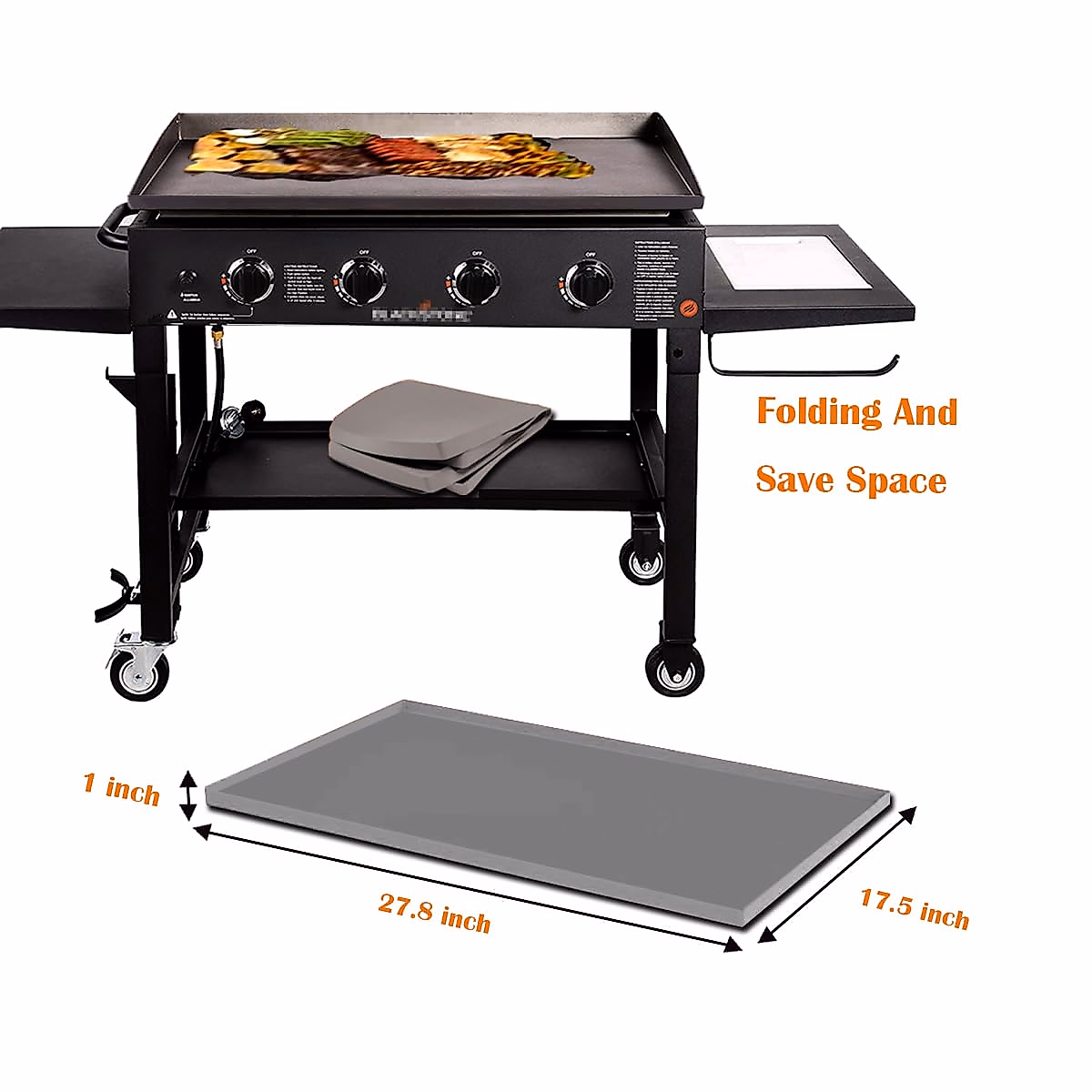 Griddle Mat for Blackstone Heavy Duty Durable Food-grade Silicone Griddle Cover Protect from Water, Insects, Debris and Rust (28" Grey)