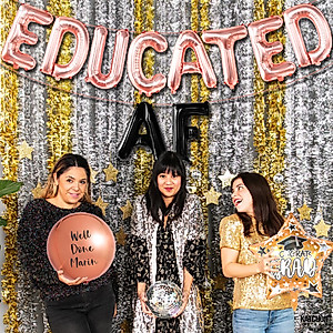 KatchOn, Rose Gold Educated AF Balloons Banner - 16 Inch | Educated AF Graduation Balloons for Graduation Decorations Class of 2024 | Educated AF Graduation Banner, 2024 Graduation Party Decorations