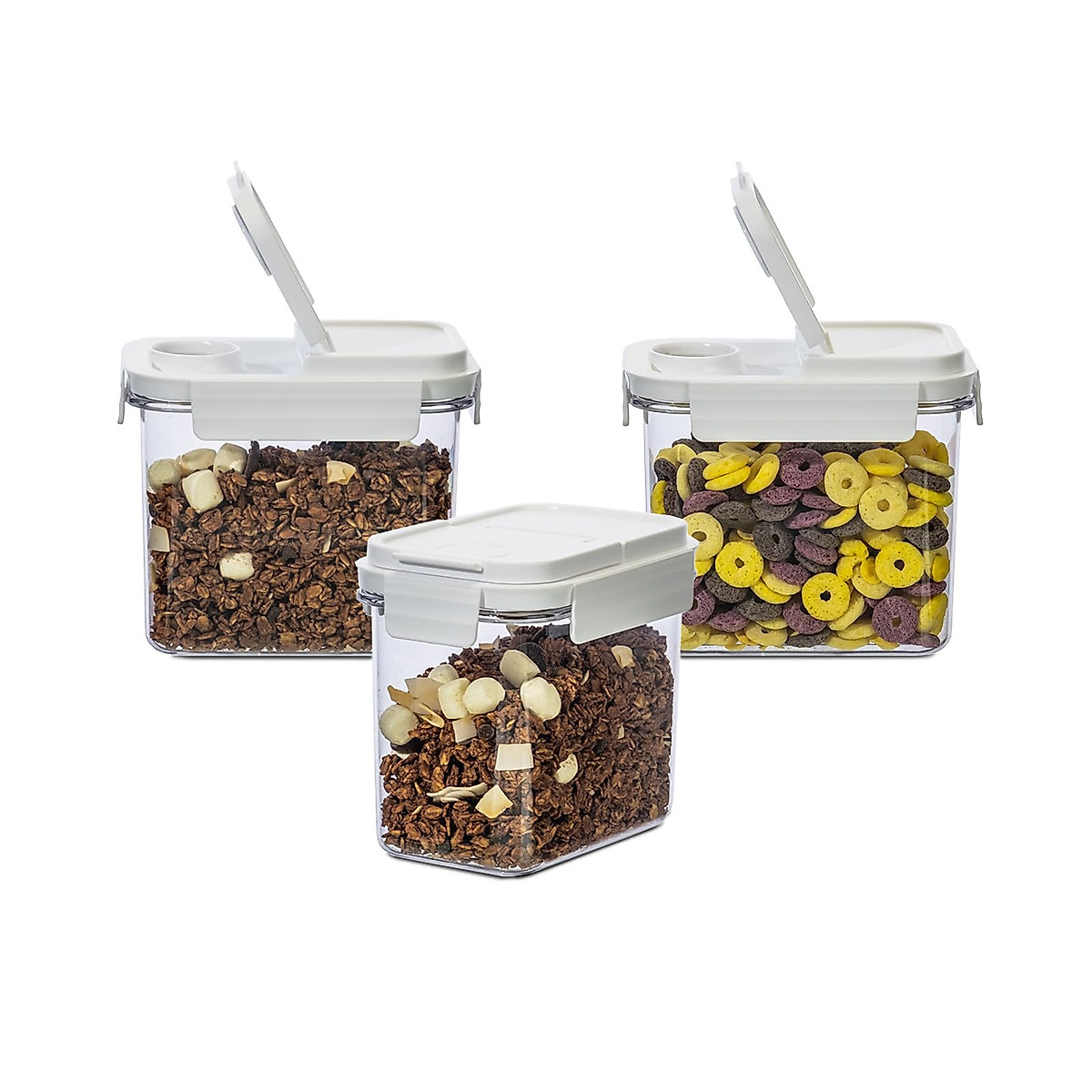 NBILIC Cereal Containers Storage Cereal Dispenser For Pantry Organization BPA Free Food Containers With Lid, Meal Rrep Containers Reusable (FG-3PCS)