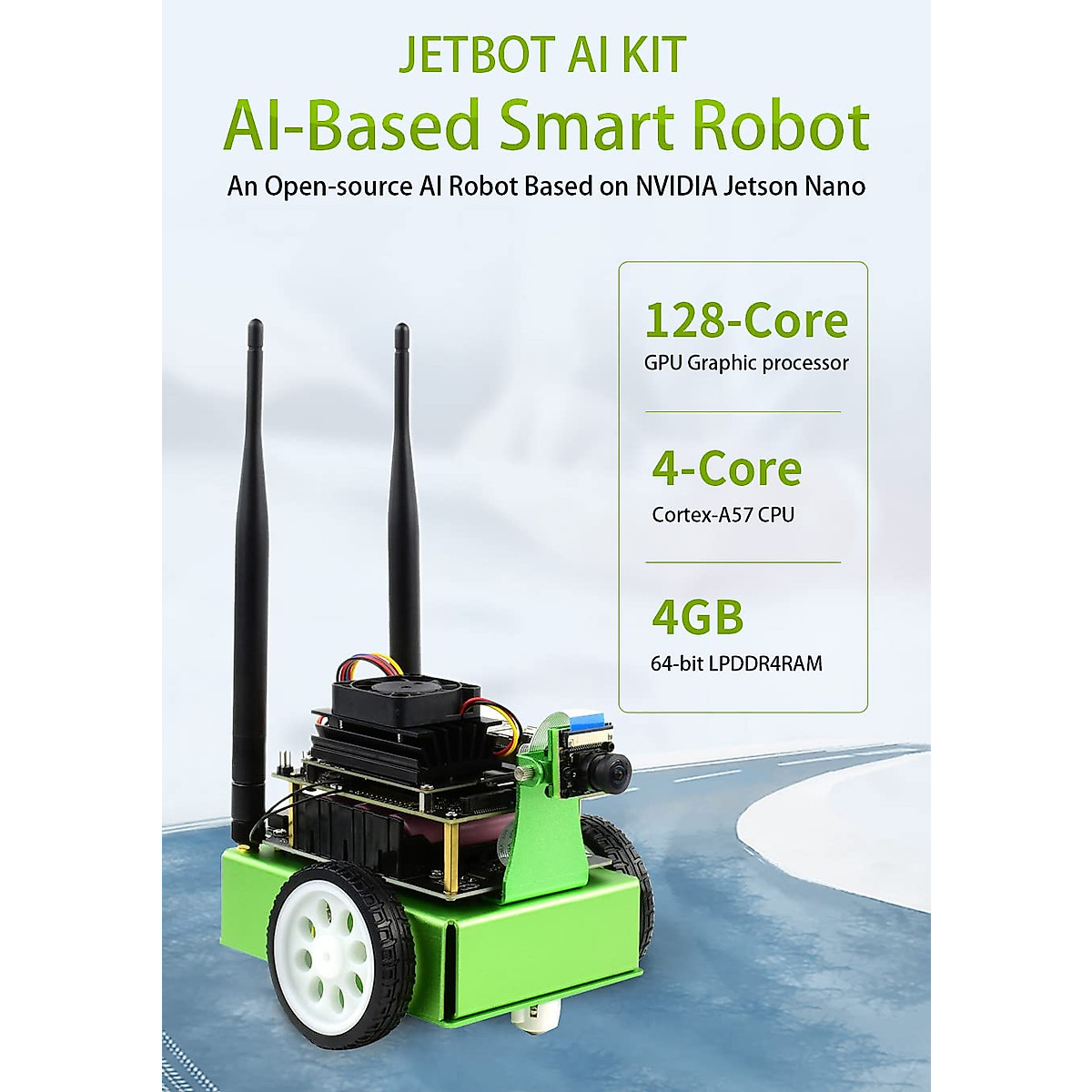 Waveshare JetBot AI Kit, AI Robot Based On Jetson Nano, Includes Waveshare Jetson Nano Dev Kit 4GB (NOT Support Nano 2GB)