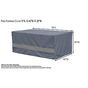 Garden Balsam Waterproof Rectangular Patio Table and Chair Cover Bluish Grey/Grey 78" L X 62" D X 28" H Outdoor General Purpose Furniture Covers Patio Furniture Set Cover