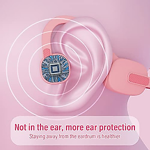 Yuanj Kids Wireless Bone Conduction Headphones, 5.2 Headphones for Kids Waterproof IPX5 Open Ear Headphones Sweat Splash Proof, Comes with 8G Memory 10 Hrs Music Play (Pink)