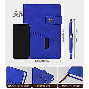 vfaejll A5 Lined Leather Journal Notebook for Men Women,5.9 X 8.4 Personalized Hardcover Journal with Pen,200 Pages 100 Gsm Thick Ruled Paper Daily Diary for School,Travel,Business,Work,Home,Writing