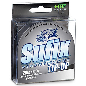 Sufix Performance 50-Yards Spool Size Tip Up Ice Braid Line (Black, 20-Pound)