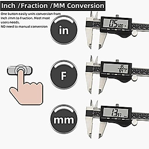 Digital Calipers 6 inch, Electronic Caliper Measuring Tool 150mm, Micrometer Fraction/Inch/mm with Large LCD Screen, Extreme Accuracy