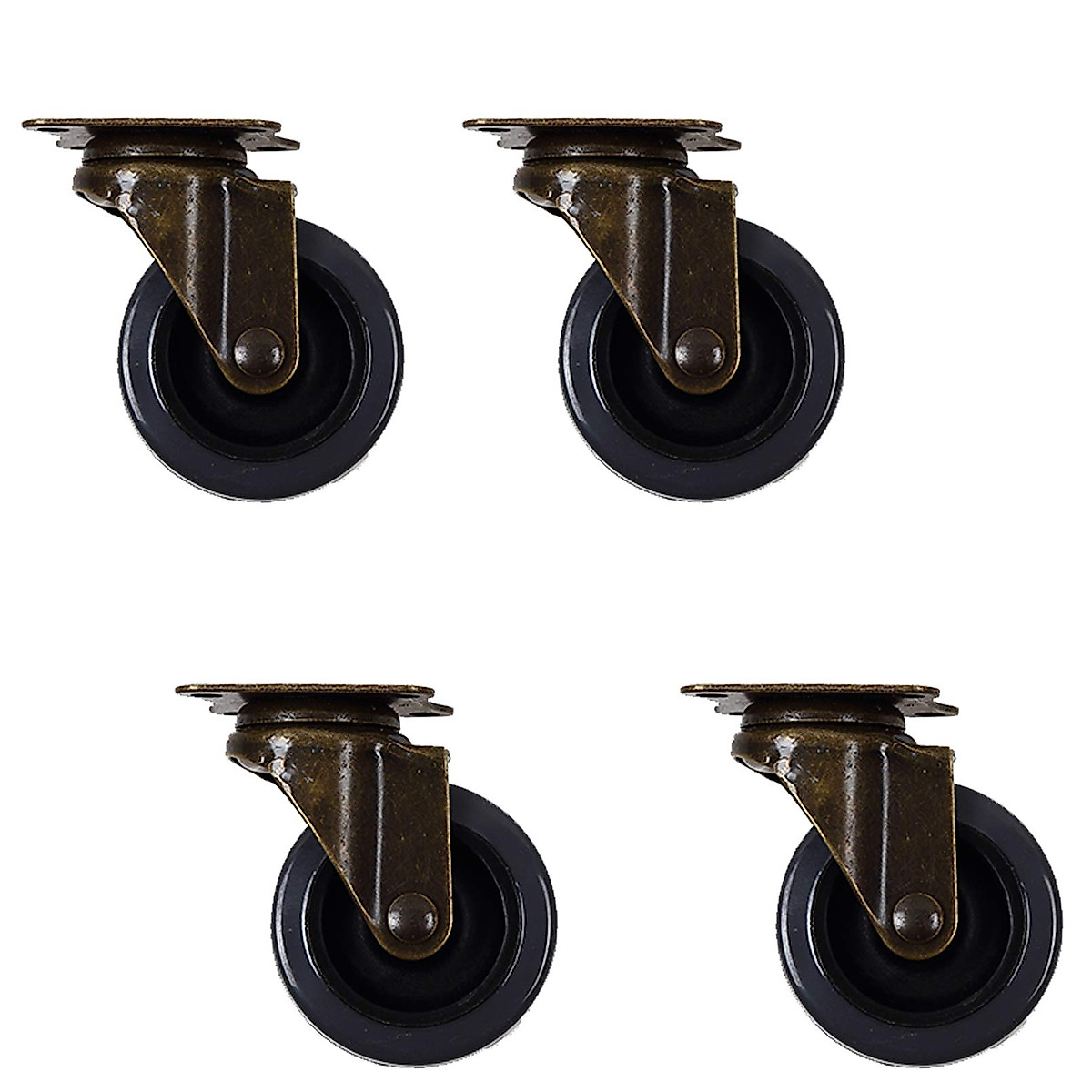 4PCS European Style Castor Wheels for Desks,Chairs,Coffee Tables,Retro Sofa Universal Caster,Universal 360 Degree Swivel Castors,2inch/50mm Nylon Roller,Iron Flat,Antique Copper