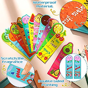 Scented Bookmarks, Kids Scratch and Sniff Bookmarks, Cute Fruit Food Theme Bookmarks Assorted Scented Bookmarks for Kids Students Teens Food Lovers, 12 Styles (36 Pieces)