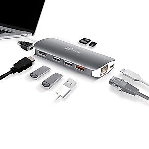 j5create USB C Hub Adapter Multi-Monitor 10-in-1 Port Docking Station 4K HDMI, VGA, Ethernet, USB 3.0, MicroSD, SD, USB-C 3.1 + Power Delivery | for PC, Laptop, Tablet, Display Connection