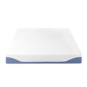 Mellow 8 Inch Cooling Gel-Infused Memory Foam Bed Mattress, Medium Firm Sleep and Breathable Fabric Cover, Queen, Mattress in A Box, Blue