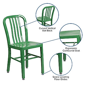 Flash Furniture Gael Commercial Grade 2 Pack Green Metal Indoor-Outdoor Chair