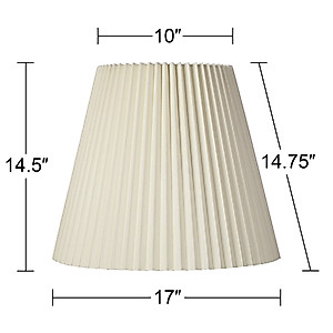 Set of 2 Pleated Empire Lamp Shades Ivory Large 10" Top x 17" Bottom x 14.75" High Spider with Replacement Harp and Finial Fitting - Springcrest