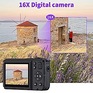 Digital Camera, Kids Camera with 32GB Card FHD 1080P 24MP Vlogging Camera with LCD Screen 16X Zoom Compact Portable Mini Rechargeable Camera Gifts for Students Teens Adults Girls Boys
