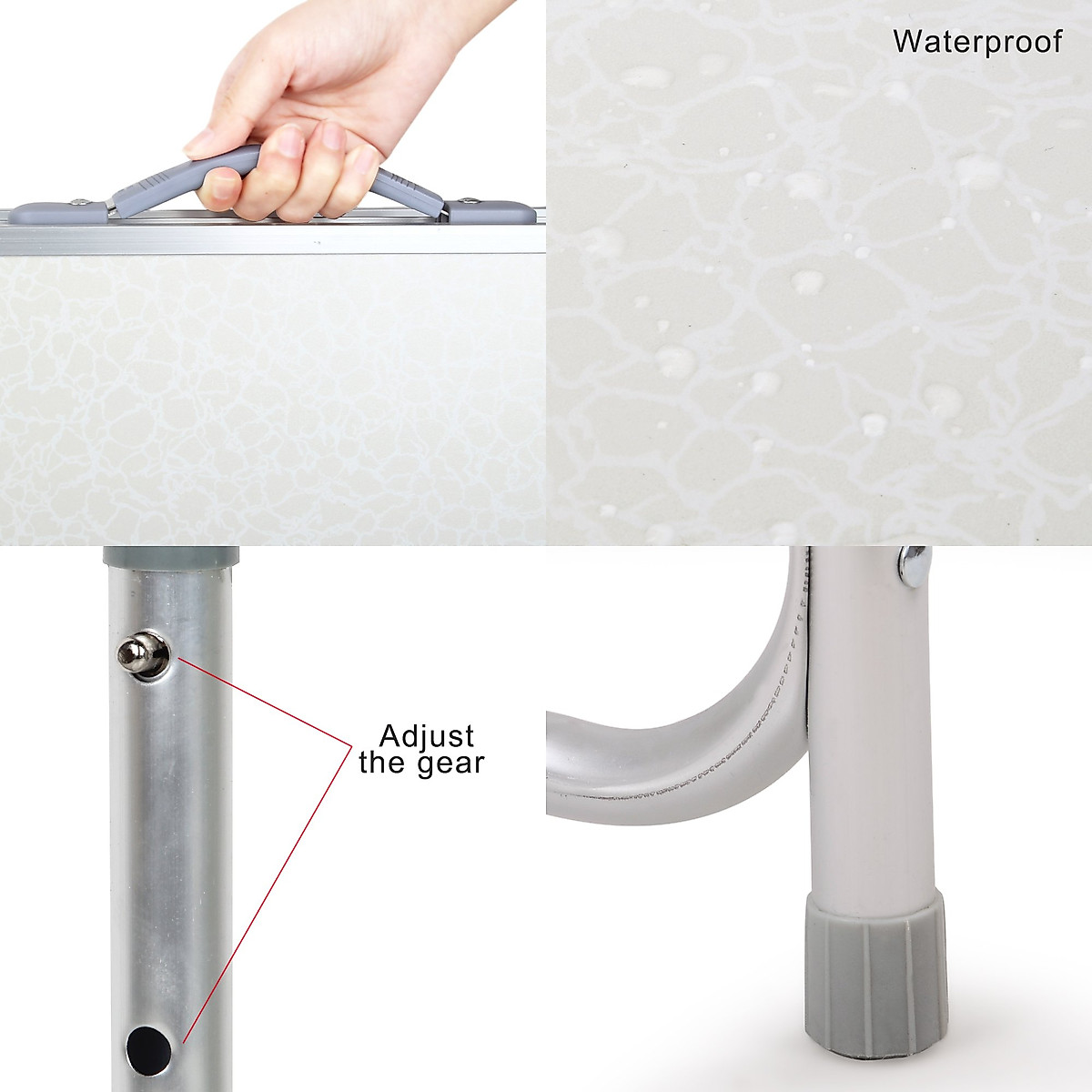 H&B Luxuries Portable Height Adjustable Aluminum Folding Camping Table with Carry Handle FT-ACFT1