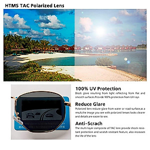 Hexagonal Polarized Sunglasses for Women Men Vintage Square Metal Sunnies Geometric Shades