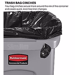 Rubbermaid Commercial Products Slim Jim Plastic Rectangular Recycling Bin with Venting Channels, 23 Gallon, Blue Recycling (FG354007BLUE) & FG267360BLUE Slim Jim Trash Can, Swing Lid, Blue