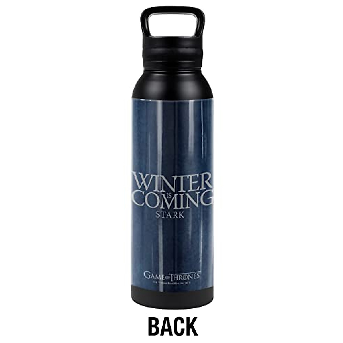 Game of Thrones OFFICIAL Stark Sigil 24 oz Insulated Canteen Water Bottle, Leak Resistant, Vacuum Insulated Stainless Steel with Loop Cap, Black