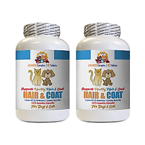Anti Itch for Dogs Supplements - Pets Hair and Coat Boost - for Dogs and Cats - Supports Healthy Skin Hair Nails - Vitamin a for Dog - 2 Bottles (120 Tablets)