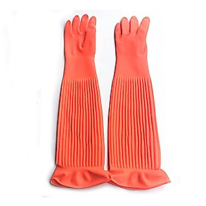 SYROVIA Household Arms Length Rubber Latex Cleaning Long Glove Reusable Kitchen Natural Rubber Living Wash Gloves