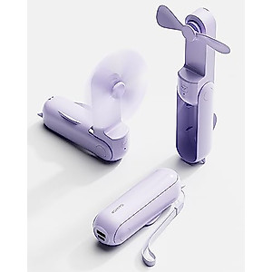 Gaiatop Portable Handheld Fan, Foldable Small Fan, Mini Hand Held Fan with USB Rechargeable 2000mAh Battery, Eyelash Fan for Girls, Travel For Women, Outdoor (Purple)
