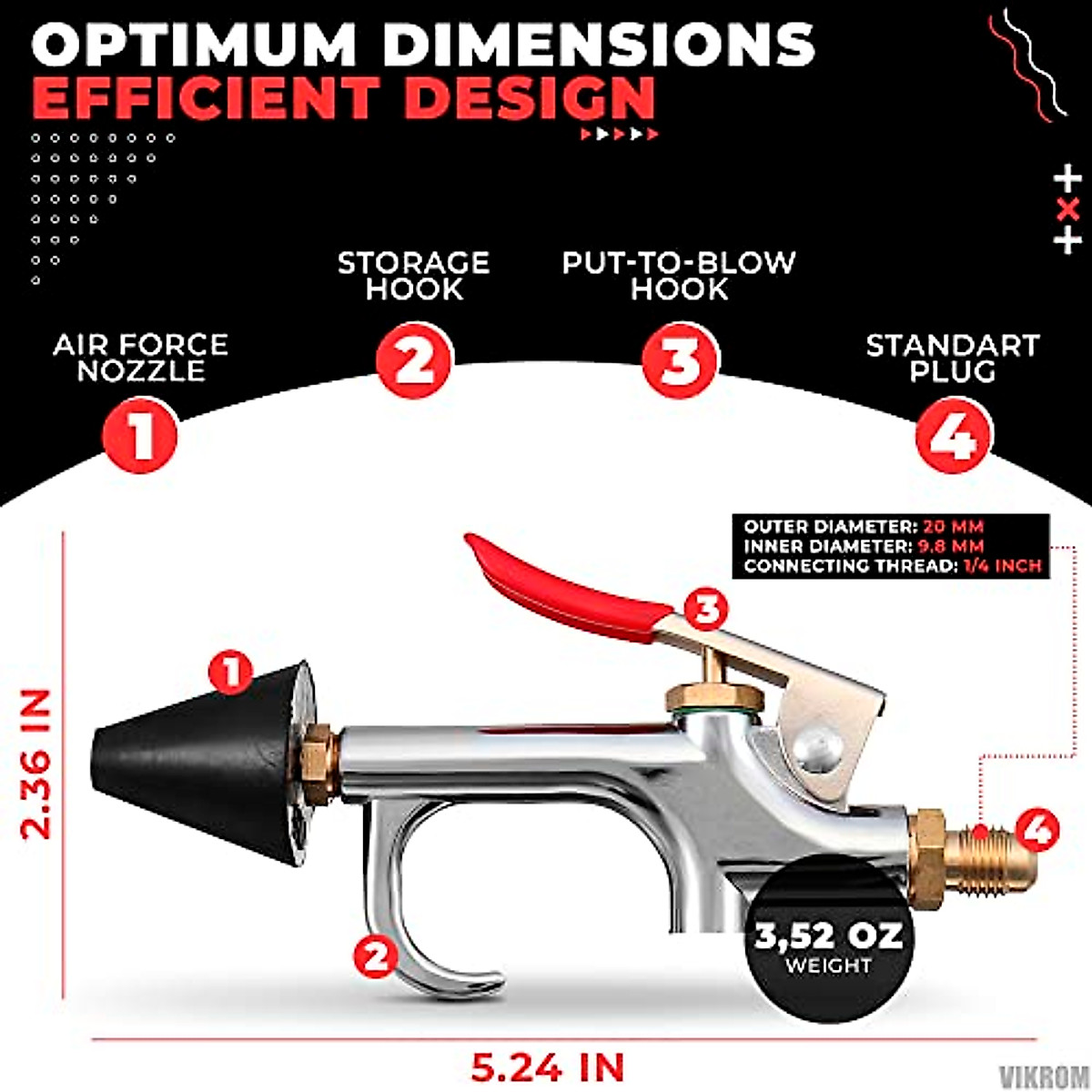 Air Compressor Hose Nozzle Heavy Duty - Air Nozzle for Air Compressor Blower Nozzle Cleaning Kit Stainless Steel Air Hose Metal Nozzle - Metal Pistol Nozzle Blow Gun for Compressor Hose Sprayer Nozzle