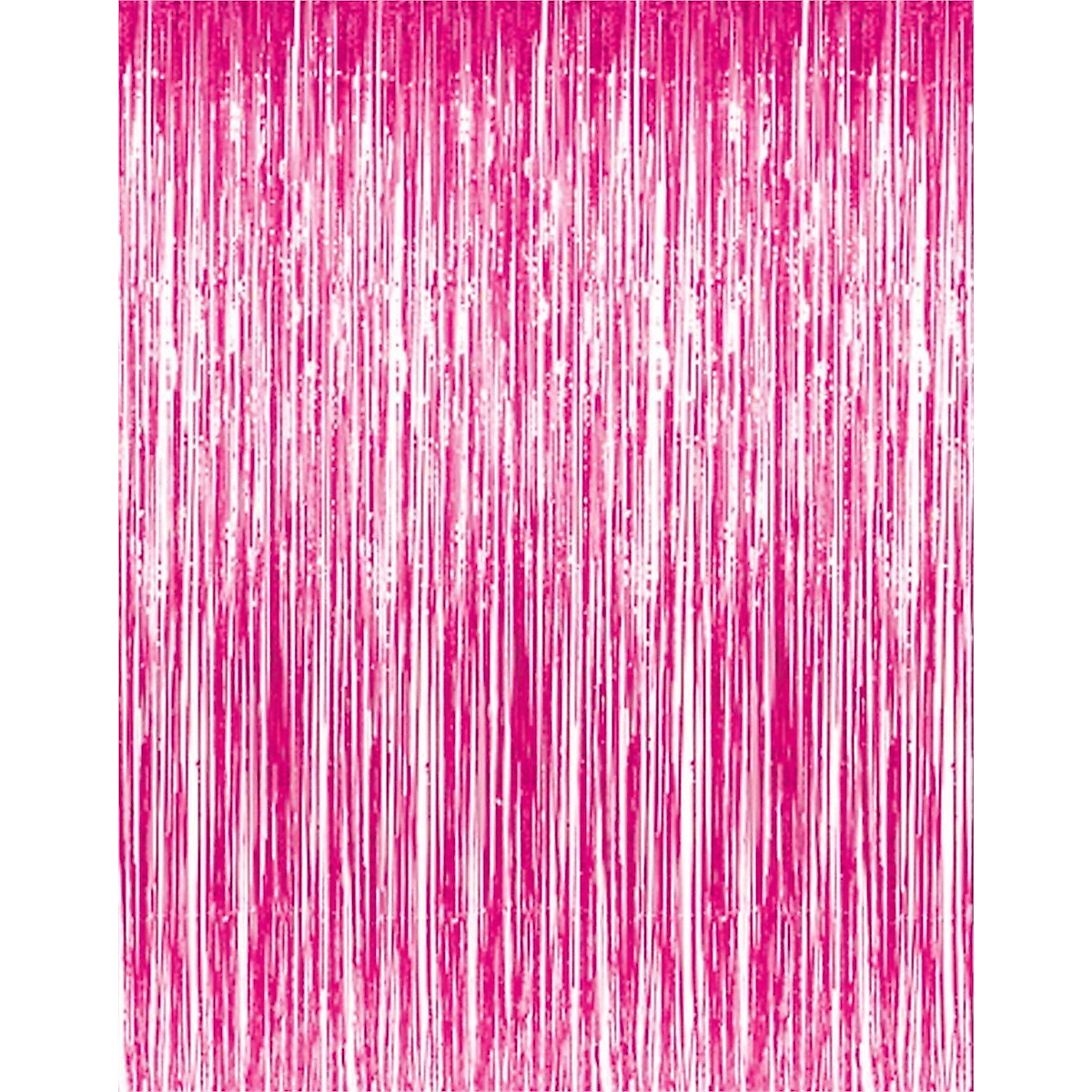 GOER 3.2 ft x 9.8 ft Metallic Tinsel Foil Fringe Curtains Party Photo Backdrop Party Streamers for Galentines Day,Birthday,Graduation,New Year Eve Decorations Wedding Decor (5 Packs,Hot Pink)