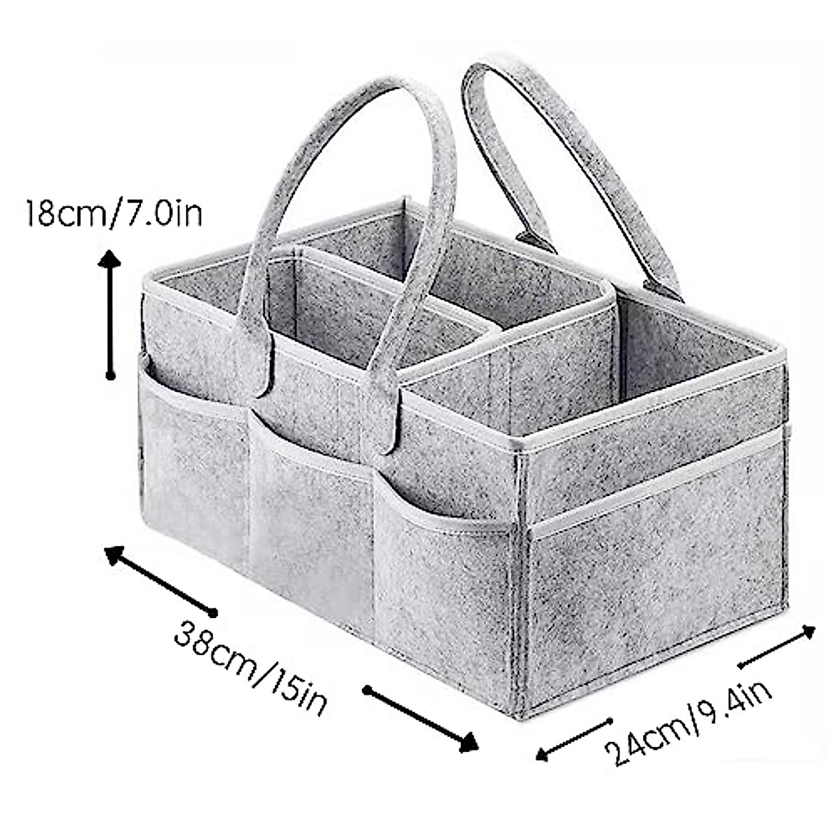 Baby Diaper Caddy Organize,Nursery Basket Set,Boys Girls Nursery Storage Bin,Large Nursery Holder Tote with Removable Compartments,Car Organizer for Diapers and Baby Wipes Newborn Essentials (Gray)