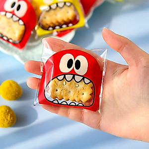 Yssreey 400 Pcs Cute Cookie Bags Resealable Gift Bags, 4 x 4 Inches Self Sealing Cellophane Bags for Kids Party Packaging Cookies Gifts Favors Products Candy