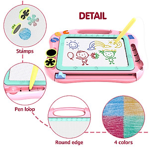 LOFEE Magnetic Drawing Doodle Board - Birthday Gift for Girls Age 1-4 - Small Travel Toy