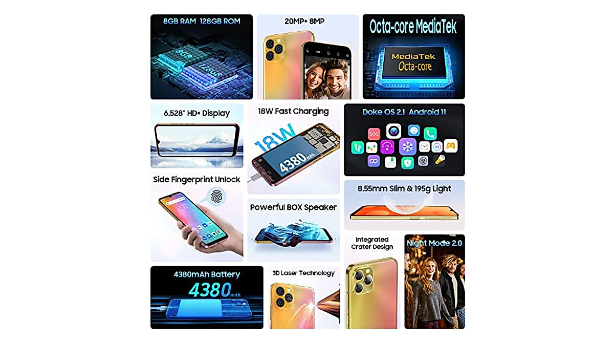 Blackview A95 Unlocked Android Phone - 8GB RAM, 128GB Storage