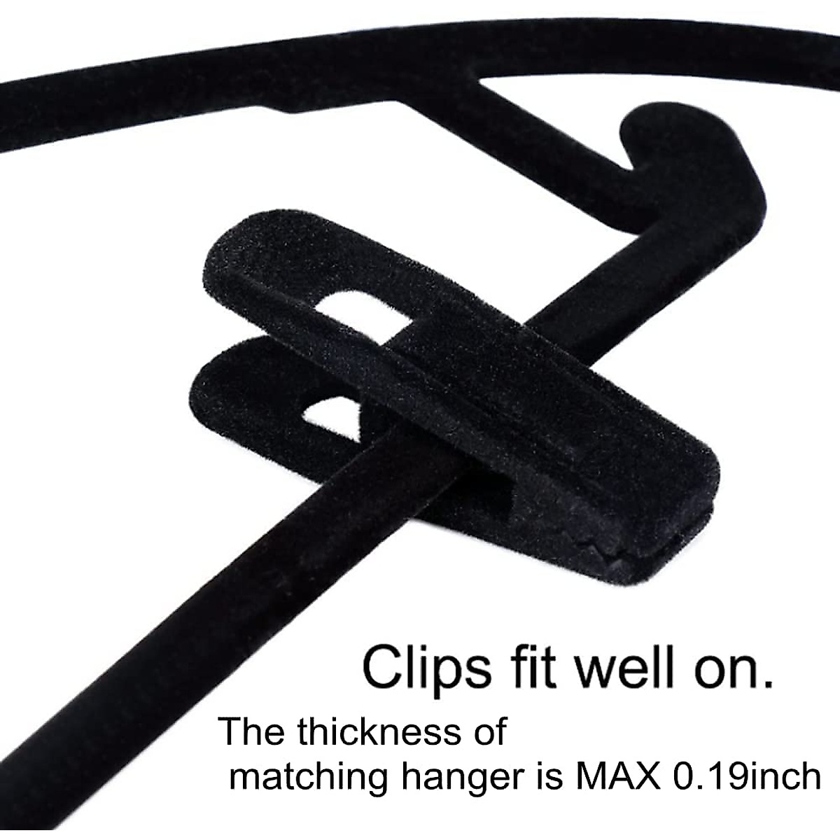 20Pcs Velvet Hangers Clips,Pants Hangers Clips, Strong Finger Flocked Clips Perfect for Use with Slim-line Clothes Velvet Hangers,Clothes Pins (Black, 20PCS)