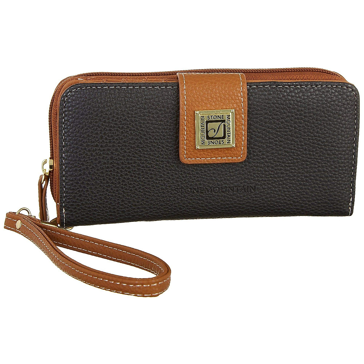 Stone Mountain Cornwall Leather Checkbook Wallet Black/Tan