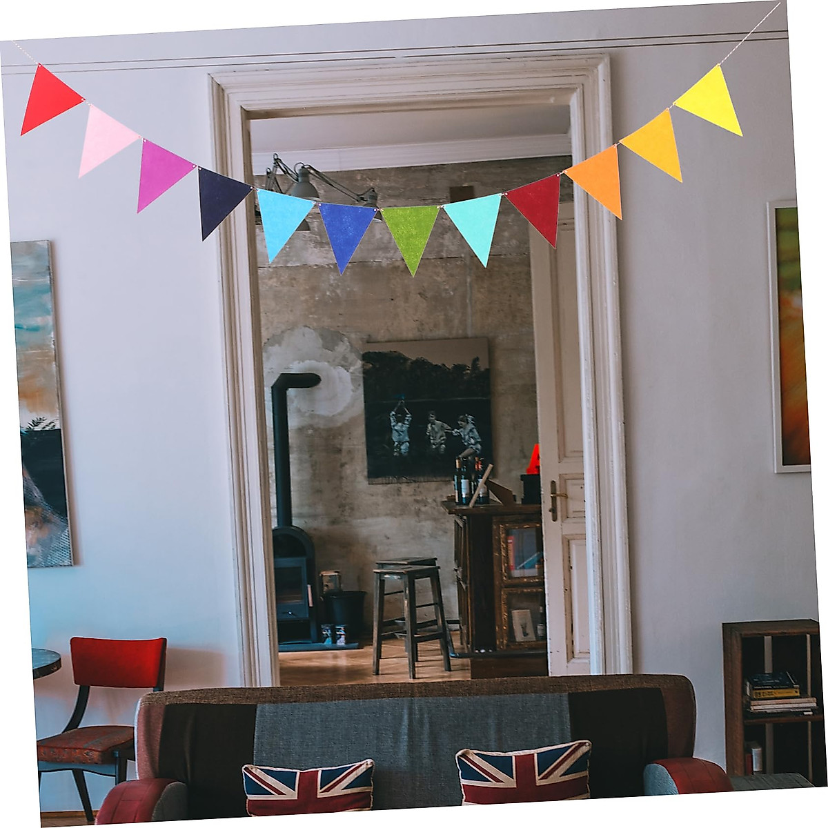 Abaodam 36 Pcs Triangle Felt Flag Rainbow Banners Birthday Party Banner Triangle Bunting Flag Felt Bunting Baby Shower Banner Fabric Pennant Banners New Year Child Decorations Multicolor