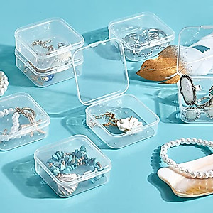 Qeirudu 15Pcs Small Clear Plastic Storage Containers - Bead Organizer Cases Storage Boxes with Hinged Lids for Beads, Jewelry and Craft Supplies (2.17 x 2.17 x 0.79 Inch)