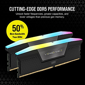 CORSAIR VENGEANCE RGB DDR5 RAM 32GB (2x16GB) 6000MHz CL36 Intel XMP iCUE Compatible Computer Memory - Black (CMH32GX5M2D6000C36)