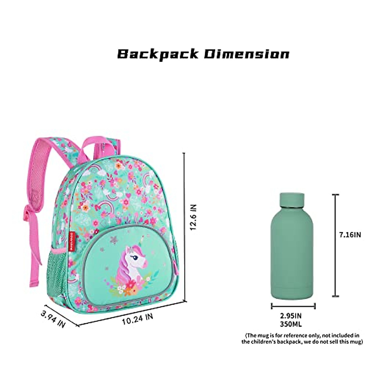 Daaupus 12-Inch Preschool Backpack for Girls, Kids Backpack for Boys & Girls, Perfect for Daycare and Preschool, Age 2-5 Years
