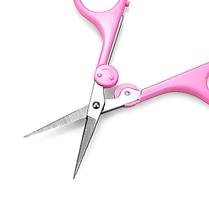 Humbee Eyebrow Scissors, Small Scissors for Facial, Nose, Eyebrow, Mustache, and Beard Hair Trimming & Grooming, Straight Edge, Pink Long Cap