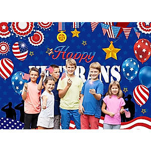 Happy Veterans Day Backdrop Thank You Veterans Background American Medal Striped Flag Patriotic Soldier Outdoor Indoor Home Party Banner Decorations Supplies 7x5FT