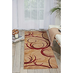 Nourison Somerset Abstract Beige 2' x 5'9" Area-Rug, Easy-Cleaning, Non Shedding, Bed Room, Living Room, Dining Room, Kitchen (2x6)