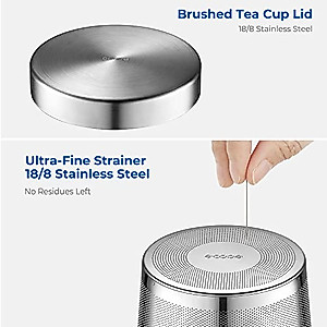 Ecooe 16.9 Oz Borosilicate Glass Tea Mug Cup Tea Glasses with Stainless Steel Infuser & Lid, Loose Leaf Glass Tea Cup Teacup 500mL