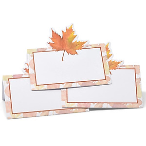 Gift Boutique 100 Pack Thanksgiving with Fall Maple Leaves Seating Harvest Name Card Table Setting Folded Paper Autumn Tent Cards for Dinner Wedding Tables Placement Party Decorations 2" x 3.5"