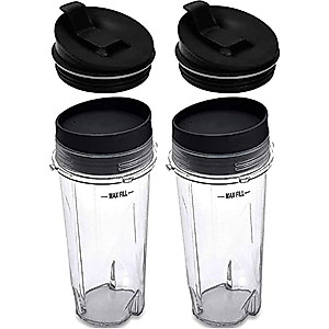 16oz Blender Cup Set Compatible with Ninja Replacement Parts Single Serve Cup with Lid and Seal Lid Compatible with Nutri Ninja Series BL770 BL780 BL660 BL740 BL810 Blenders