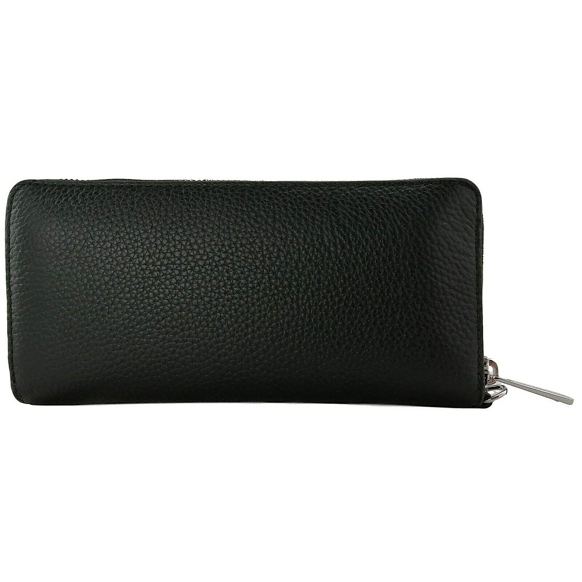 Michael Kors Jet Set Travel Continental Zip Around Leather Wallet Wristlet (Black with Silver Hardware)