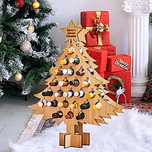Christmas Countdown Wine Rack Wooden Ornaments Craft Decorations 24 Bottle Wine Holder Countertop Freestanding Wine Rack Floor Xmas Tree Wine Bottles Stand