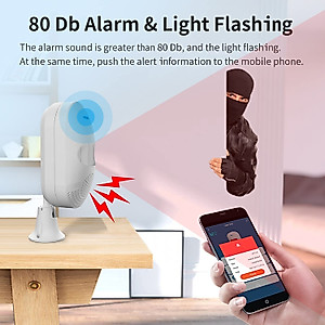 Smart Wi-Fi Motion Sensor Detector Alarm Wireless Home Security System, PIR Motion Detector Alarm Built in a Alarm Siren No Hub Required Smart Life App Control Compatible with Alexa & Google Home