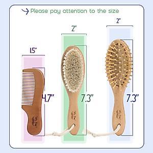 Mr. Pen- Baby Brush and Comb Set, 3Pcs, Wooden, Baby Hair Brush, Cradle Cap Brush, Baby Brush Set for Newborns, Infant Hair Brush, Baby Comb and Brush Set, Newborn Hair Brush, Baby Brushes for Hair