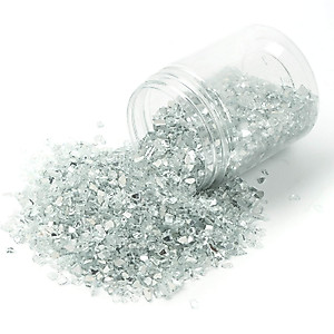 Alan Stone High Luster Reflective Fire Glass Gravel,Fire Gems,Fire Drops,Fire Glass Pebbles Stones Beads Chips for Fire Pit Fish Tank Aquarium Garden,3-6mm 305g/0.67lb (Mirror)