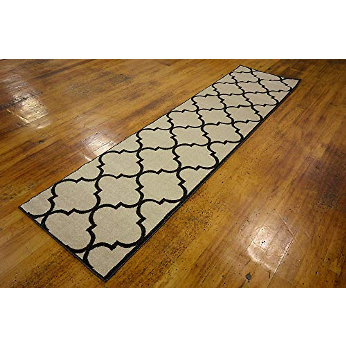 Unique Loom Trellis Collection Modern Morroccan Inspired with Lattice Design Area Rug, Runner 2' 7" x 10' 0", Beige/Black