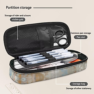 Lotusorchid Husky Dog Printed Pencil Case for Kids Students Adults, Lightweight Flower Pen Case Zipper School Pencil Pouch Organizer, Multi-Purpose Handy Roomy Pen Holder Bag for Purse