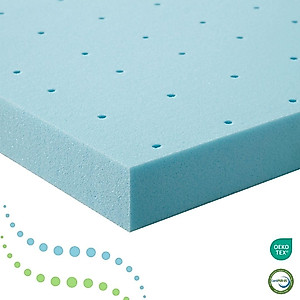 L'Baiet Cooling Gel Memory Foam Mattress Topper | 2" Queen Size | Medium Firm | Plush Soft Cool Pad Cushion for Bed, Sofa, Futon | CertiPUR-US Certified | Fiberglass Free | Safe for Kids and Adults