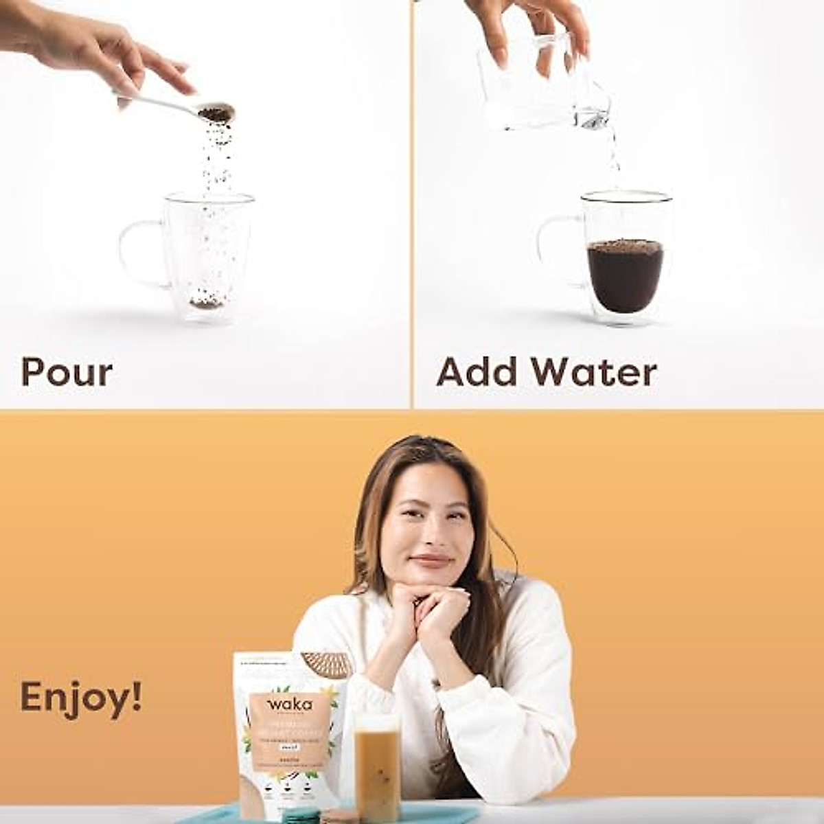 Waka Instant Coffee, Decaffeinated Vanilla Flavored - 100% Arabica Beans, Freeze Dried Granules, No Sugar or Additives - Bulk Bag for Quick Hot and Iced Coffees, Up to 35 Cups (3.5oz)